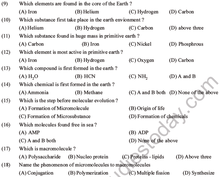 NEET Biology Evolution MCQs Set B with Answers